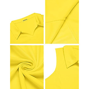 COOrun Women's Polo Shirt Sleeveless Golf Shirts Moisture Wicking Athletic Tennis Shirts Classic Tennis Tops,Yellow Medium