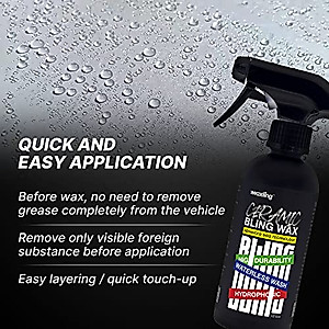 WAXLING Ceramic Bling Wax | Hybrid Solutions Ceramic Coating for Cars | Spray and Wash and Car Wax Detailing Kit | Multi-purpose Waterless Car Wash, Windshield Cleaning Tool, Tire Shine Hydrophobic Coating (Pack of 1, 9 oz.)