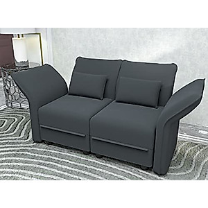 LLappuil Velvet Modular Sectional Loveseat Sofa with Storage, 63" Love Seat 2 Seater Couch Perfect for RV and Small Apartment Grey