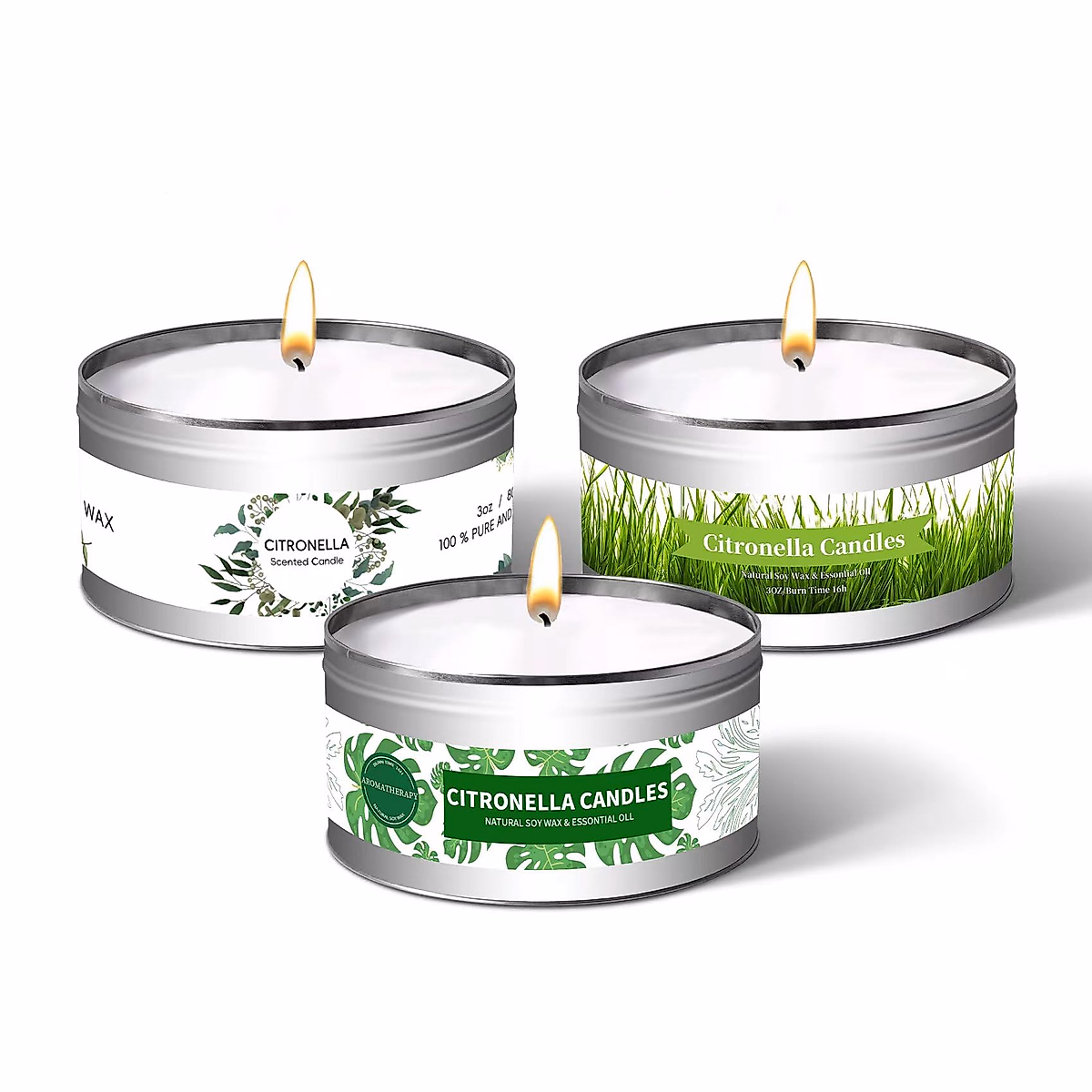 Gadojuewo 3 Pack 3.1OZ Citronella Candles Outdoor and Indoor,49 Hours Soy Wax Candle in Medium Bucket for Patio Ledge Garden Yard Beach