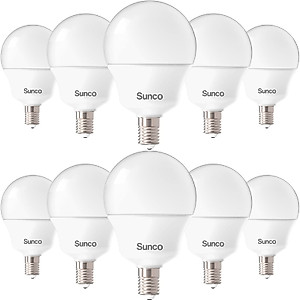 Sunco 10 Pack E12 LED Bulbs Candelabra CRI92 3000K Warm White, 5W Equivalent 40W, 450 Lumens, Small Edison Screw Base E12, Non-Dimmable, Frosted Decorative G14 Globe Vanity Light Bulbs UL