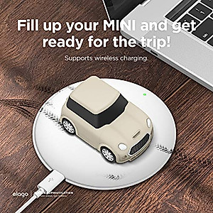 elago Mini Car AirPods Case with Keychain Compatible with AirPods 1 and Compatible with AirPods 2 [Headlights and Taillights Glow in The Dark] [Patent Registered] [Classic White]