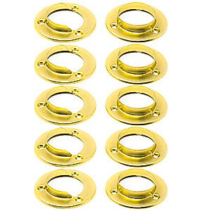 Rod and Pole Socket 1-3/8 in. (3.5 cm) Diameter for Wardrobe, Closet, Cabinet, Locker & Walk-in Closet (5 Pairs, 10 Pieces), Will Look Great on Wood with Satin Brass Finish & Steel Metal Construction