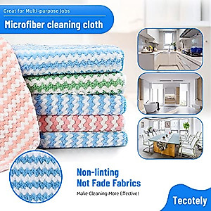 Tecotely Microfiber Cleaning Cloth & Reusable Kitchen Towels Dish Cloth High Absorbent 10"x10" (21 Pack) - Easy to Clean Quick Drying