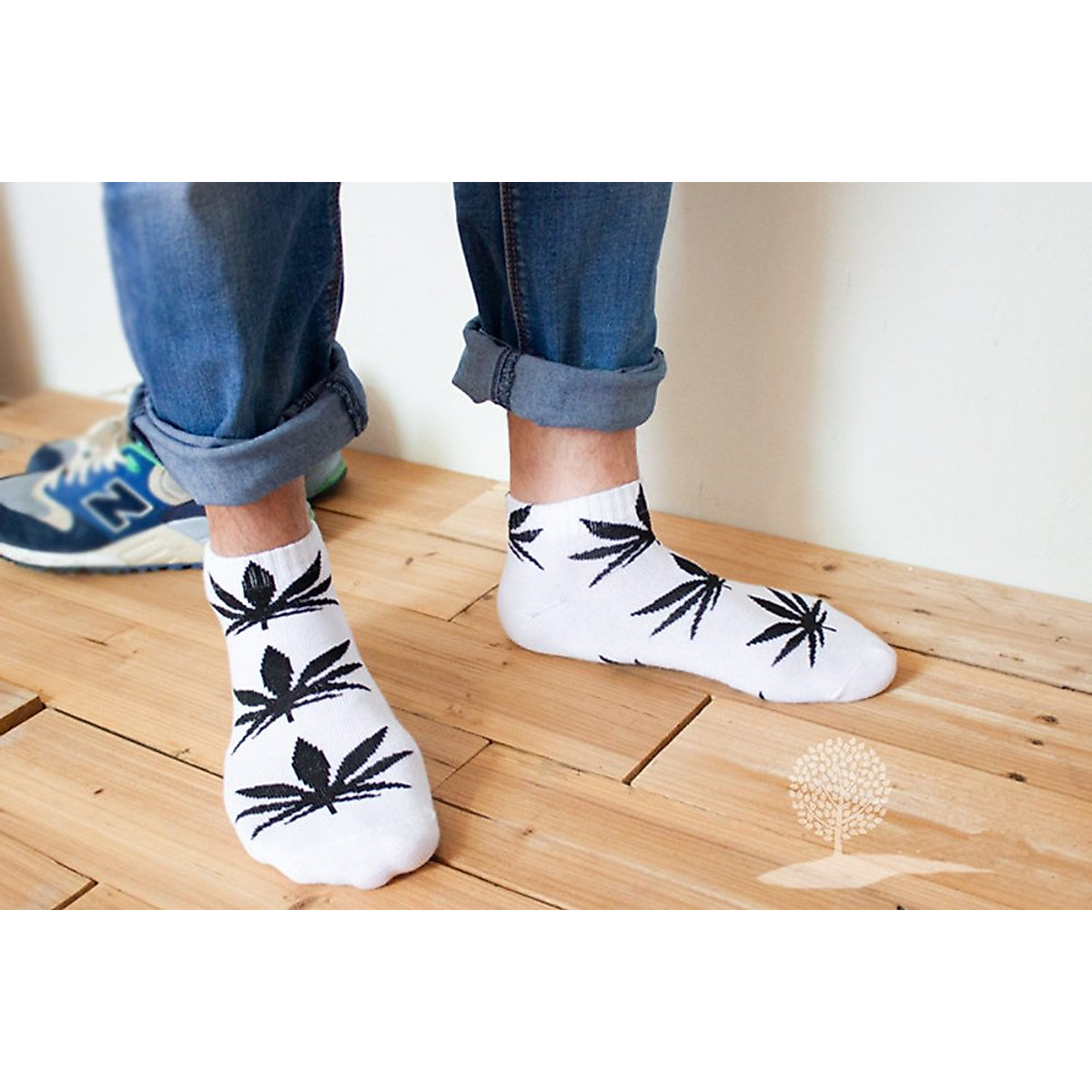 5 Pairs Unisex Marijuana Weed Leaf Boat Warm Cotton Socks US 5-9.5 (M, 4th Match)