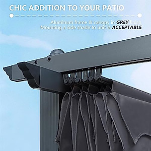 MUPATER 10' X 13' Outdoor Retractable Aluminum Pergola with Weather-Resistant Canopy for Backyard Deck Garden Grey