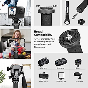 koolehaoda Camera Aluminum Monopod with Three Feet Stand Support Base & K-09 Ballhead for DSLR Camera Canon Nikon. Extended Max Height: 69-inch.