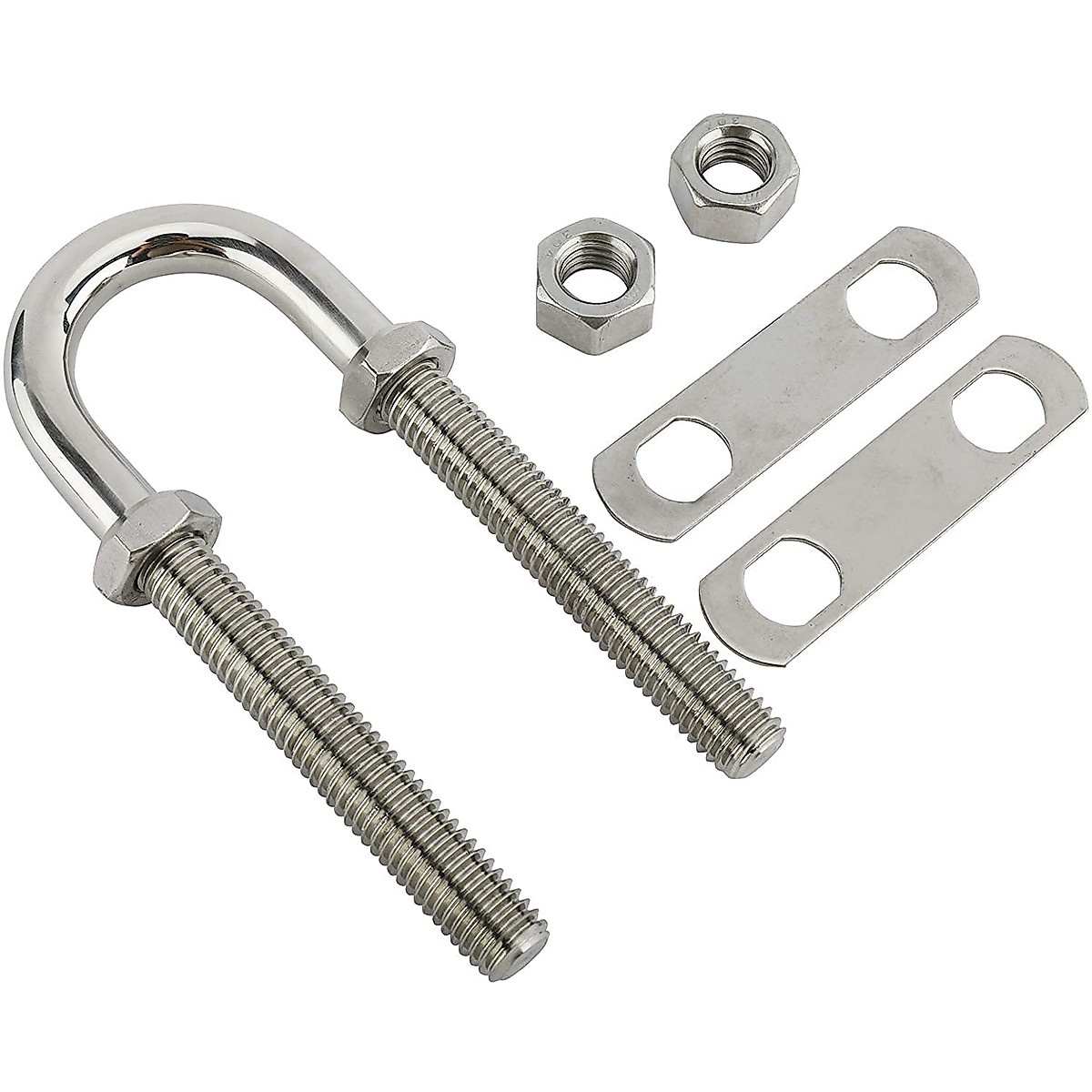 YaeMarine 2-Pack 3/8" Dia Stainless Steel Marine Boat Stern Bow Eye Tie Down U Bolt Thread Length 2-1/2", 3", 3-1/2" Option (3/8" Dia x 3-1/2" Thread Length, 5" Overall Length)