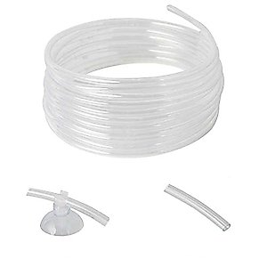 ZRDR Airline CO2 Tubing 16.4 Feet PU Aquarium CO2 Pressure Proof Tubing Trachea with Check Valves, Suction Cups, Soft and Transparent Aquarium Air Pump Accessories for Fish Tank