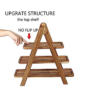 3 Tier Tray Serving Stand Acacia Wood Platter Charcuterie Tiered Set for Entertaining Gethering Food Display Vendor Events Fruit Dessert Appetizer Cheese