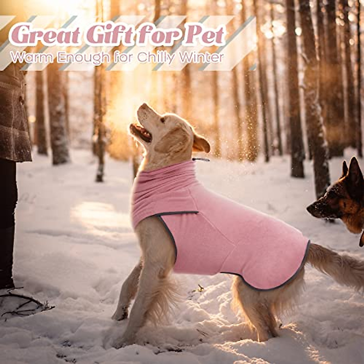 ROZKITCH Dog Sweater for Cold Weather, Extra Warm Polar Fleece Dog Coat, Dog Jacket with Turtle Neck, Soft Dog Vest, Snow Coat for Dogs, Dog Pullover, Dog Winter Clothes for Small Medium Dogs Pink