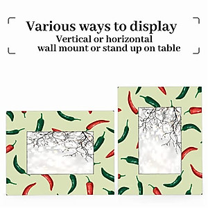 Pardick Chilli Peppers 4x6 Picture Frame, Green Red Wooden Photo Frames for Tabletop and Wall Display, Picture Frame Home Office Decor