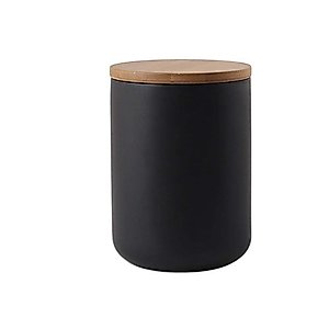 MilkyWay Ceramic Food Storage Jar Canister Modern Design Food Canisters with Airtight Seal Bamboo Lid,Loose Tea Coffee Spice Nuts Snacks Seasonings Storage Jar Canister Caddy (Black 24.63oz/700ml)