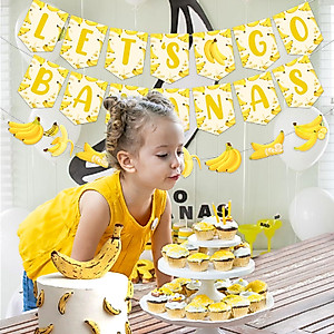 Banana Birthday Decorations Let's Go Bananas Banner Gold Banana Theme Garland for 1st Birthday Baby Shower Banana Fruit Themed Party