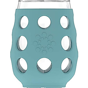 Lifefactory Wine Glass with Protective Silicone Sleeve, 4 Count (Pack of 1), Carbon, Dusty Purple, Aqua Teal, Stone Gray