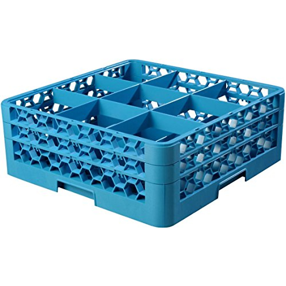 Carlisle FoodService Products RG9-214 OptiClean 9 Compartment Glass Rack with 2 Extenders, 7.12", Polypropylene, Blue