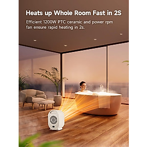 1200W/1000W Space Heater Indoor, 2S Heating Mini Heater Small Heater, 28dB Portable Heater for Bedroom Bathroom Heater, Mini Heater for Bathroom, Bedroom, Office Heater, Mini Desk Heater [Gifts]