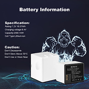 JESSY Replacement Batteries Compatible with Arlo Pro/Arlo Pro 2, 1 Pack Upgrade 7.2V Rechargeable Lithium Battery (NOT Compatible with Arlo Ultra 2, Arlo Pro 3)