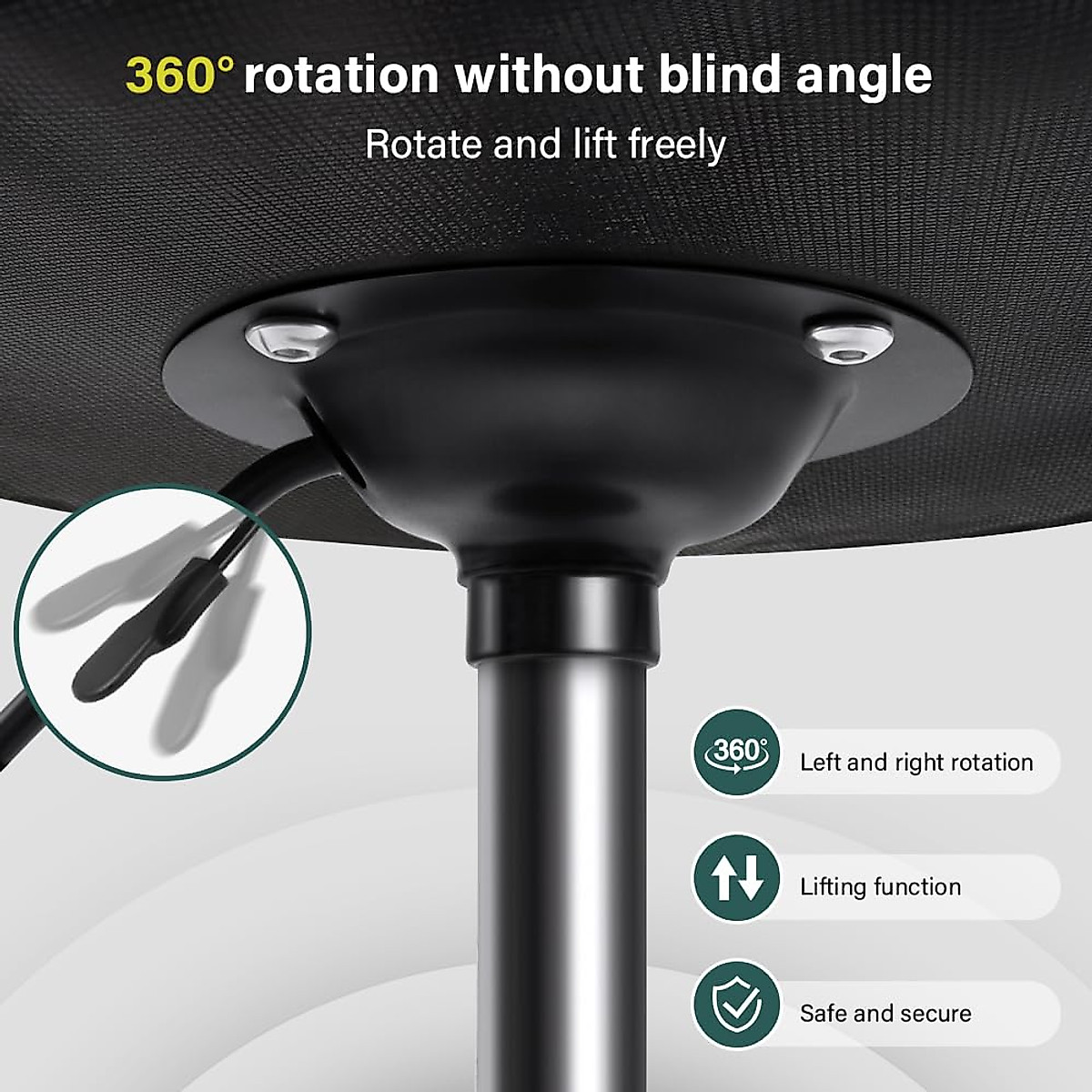 BFTOU White Minimalist Square Swivel Stool with Wheel for Work SPA Shop Massage Height-Adjustable and Cost-Effective Rolling Stool Chair