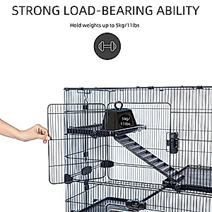 HomSof 4-Tier 32" Small Animal Metal Cage Height Adjustable with Lockable Casters Grilles Pull-Out Tray for Rabbit Chinchilla Ferret Bunny Guinea Pig Squirrel Hedgehog(Grey)