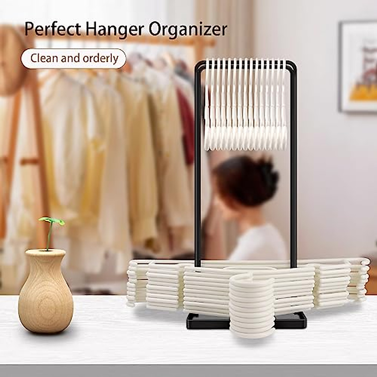 TXINBT 2 Pack Hanger Organizer,Clothes Hanger Stacker for Closet Laundry Room，Can accommodate 110 Wire Hangers，Hanger Storage That fits Hangers