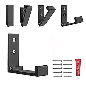 Foldable Adhesive Hooks,Heavy Duty Wall Hooks Zn Cu Alloy Ultra Strong Waterproof Hanger for Robe, Coat, Towel, Keys, Bags, Home, Kitchen, Bathroom . with Glue Adhesive .Set of 5 Pack (Black)