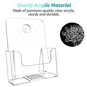 MaxGear Acrylic Brochure Holder 6 x 8 inch, Display Stand Plastic Flyer Holders, for 5.5 x 8.5 inch, 5 x 7 inch Menu Clear Literature Trifold Pamphlet Magazine Holders Countertop or Wall Mount, 2 Pack