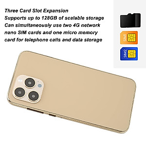 ciciglow I14 Pro Smartphone, 6.1 Inch 4G Mobile Phone, 4GB RAM 32GB ROM, 1080x2320 HD Display, 8MP+8MP Camera, 4800mAh, Face ID, GPS, WiFi, Bluetooth (Gold)