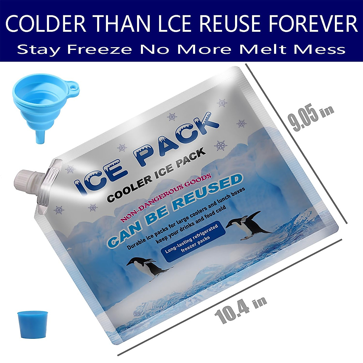 Reusable ice Packs for Coolers, Long Lasting Cooler ice Pack, 24 to 48 Hours of Cold Gel Ice Pack.Lunch Bag CoolerIt can Hold 1400-1600ml of (blue 6 piece set)