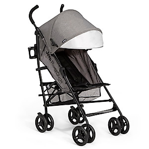 Jeep PowerGlyde Plus Stroller by Delta Children Lightweight Travel Stroller with Smoothest Ride, Aluminum Frame, 4-Position Recline, Extra Large Storage Basket, Grey