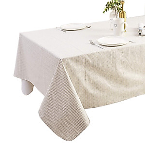 Vinyl Tablecloth with Flannel Backed Waterproof Oil-Proof PVC Table Cloth Wipeable Spill-Proof Plastic Table Cover for Indoor and Outdoor(Weave, 60 x 60 Inch Square)