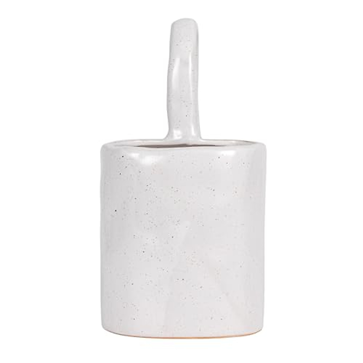 Creative Co-Op Stoneware Dish Brush, White Speckled Finish Sponge Holder