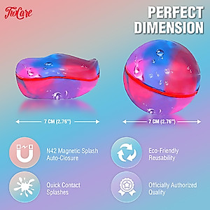 Magnetic Water Bomb Balloons for Kids Adults, Reusable Latex-Free Silicone Easy Quick Fill Ball, Self-Sealing Pool Beach Outdoor Activities Games Toy Summer Fun Splash Party Supplies (12 Pcs)