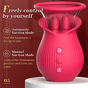 Sex Toys Women Vibrator - 3in1 Rose Sex Toy with 2 Suction Cups, Adult Toys Female Clitoral Nipple Vibrators with 10 Licking Sucking Vibrating, Rose Sex Stimulator Sucker Machine for Woman Couples