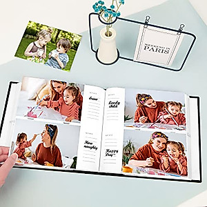 Photo Album 4x6 240 Photos Linen Frame Cover with Memo Areas, 4x6 Photo Album, Wedding Photo Album 4x6, 4x6 Photo Book with Writing Space for Wedding Kids Family Vacation Baby Engagements (Black)