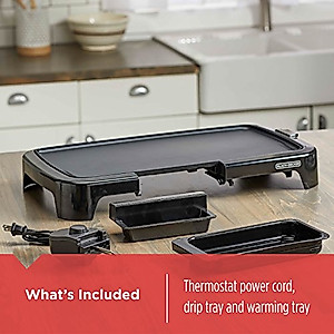BLACK+DECKER Family-Sized Electric Griddle with Warming Tray & Drip Tray, GD2051B