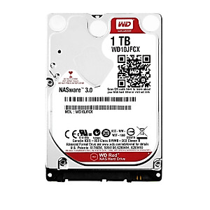 Western Digital 1TB WD Red Plus NAS Internal Hard Drive - 5400 RPM Class, SATA 6 Gb/s, CMR, 16 MB Cache, 2.5" - WD10JFCX