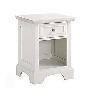 Home Styles Naples White Nightstand with Drawer, Mahogany Hardwood Solids and Engineered Woods, and Open Storage Space