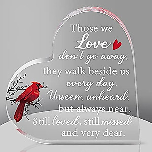 Memorial Gifts for Loss of Father Mother Sympathy Gifts Red Cardinal Memorial Bereavement Acrylic Heart Condolence Gifts in Memory of Loss of Loved One for Table Centerpieces Remembrance (4 x 4 Inch)
