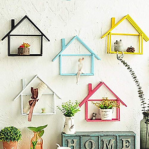 PIBM Stylish Simplicity Shelf Wall Mounted Floating Rack Shelves Simple Iron Art Small House Storage Multifunction Living Room Bedroom Home Bar Store,5 Colors, Blue , 29x8x24.5cm