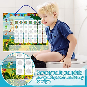 Potty Trainning Chart for Toddlers Fun Kids Toilet Incentives Sticker with 35Pcs Dino Potty Magnetic Reward Stickers
