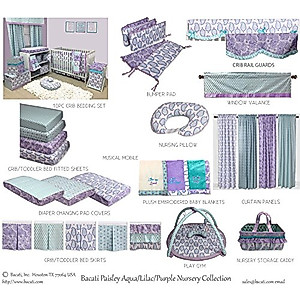 Bacati - Paisley Floral Quilted Changing Pad Cover (Lilac/Purple/Aqua Leaves)