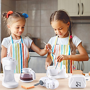 Kitchen Appliances Toys, Kids Play Kitchen Accessories Set,Pretend Kitchen Toys for Kids Ages 4-8,Coffee Maker,Mixer,Toaster That Works, for Girls Ages 3+