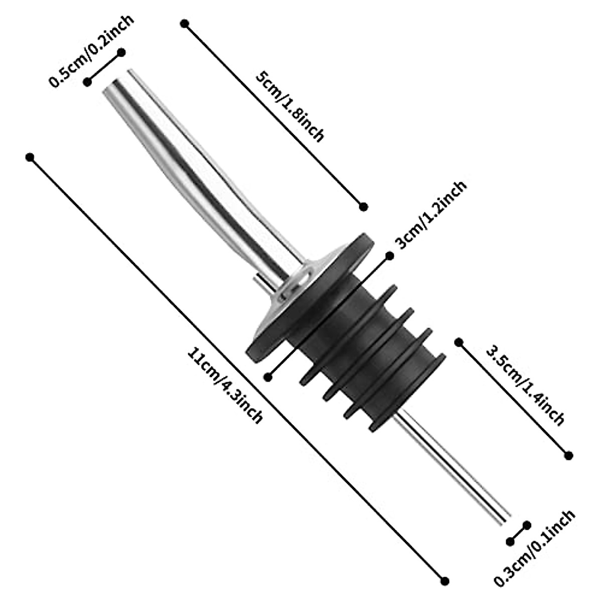 Pour Spout for Liquor Bottles - Vaincre 12 Pack Liquor Bottle Pourers, Pour Spouts with Rubber Dust Caps, Stainless Steel Tapered Speed Wine Pourers, Good As Olive Oil Spout, Fit Most Liquor Bottles