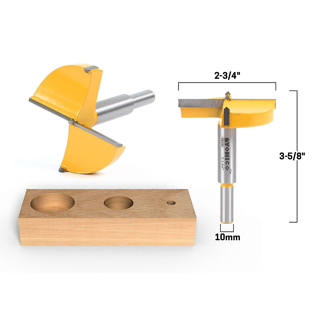 YONICO 43065C 2-3/4-Inch Diameter Carbide Forstner Drill Bit 10mm Shank