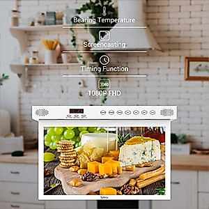 SYLVOX Kitchen TV,15.6 inch Under Cabinet TV, Televison for Kitchen, Smart TV Built-in Google Play, Support WiFi Bluetooth, 1080P Small TV for RV Camper, Bedroom, Boat
