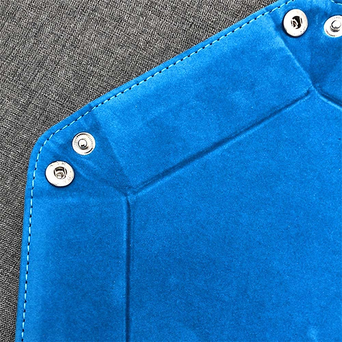 1 Piece Dice Holder Dice Pad Dice Rolling Tray PU Leather Dice Tray Hexagonal Folding Dice Tray for Dice Gaming and Other Table Games, Blue
