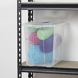Home Basics Plastic Storage Box With Handle, Clear | Locking Tabs | Stackable Storage | Easily See Contents (23.5 Liter)