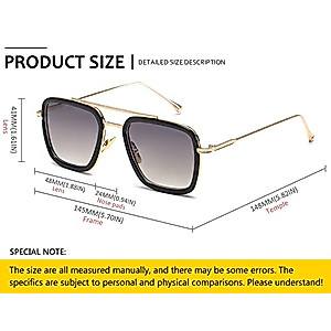 SHEEN KELLY Retro Tony Stark Sunglasses Vintage Square Metal Pilot Eyeglasses Men Women Spider Man