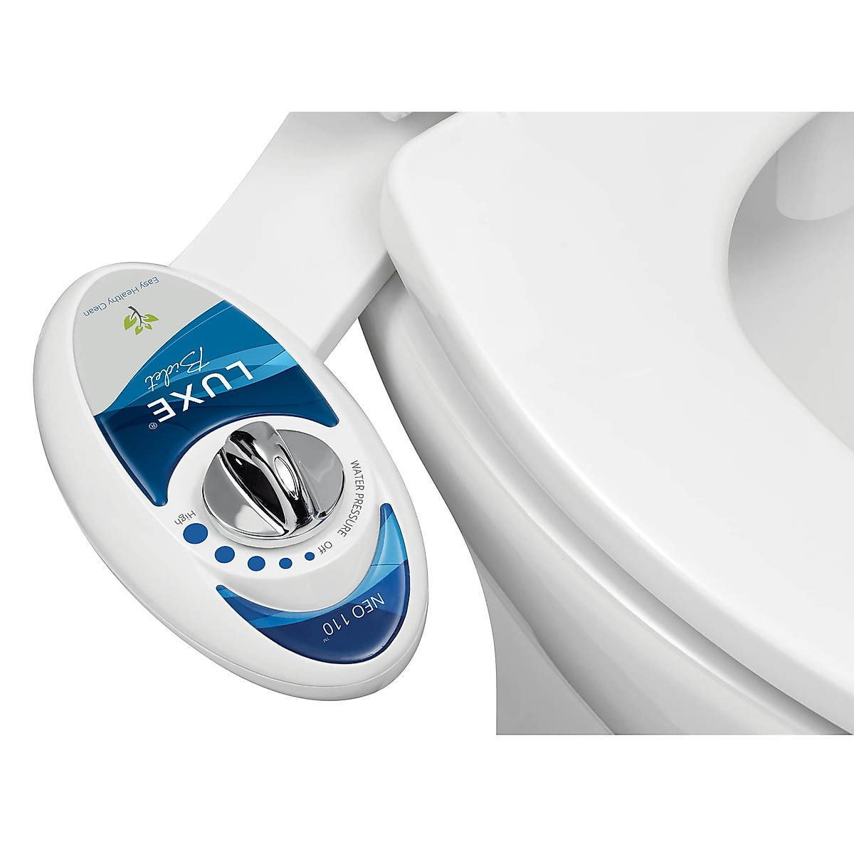 LUXE Bidet NEO 110 Blue and LUXE Elongated Toilet Seat Bundle